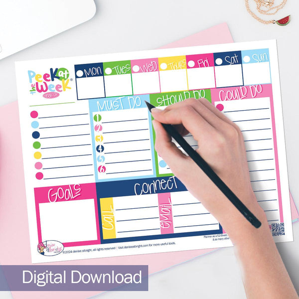 NEW! Denise Albright® Printable Peek at the Week® 2.0 Weekly Planner
