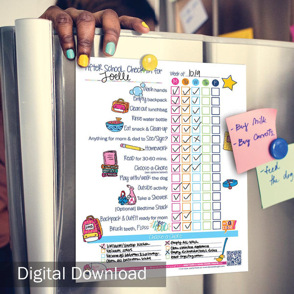 FREE Digital Download | Kids Daily After School Checklist | Print-read ...