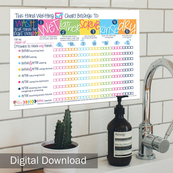 FREE Digital Download | Kids' Hand Washing Chart | Print-ready, Delive ...