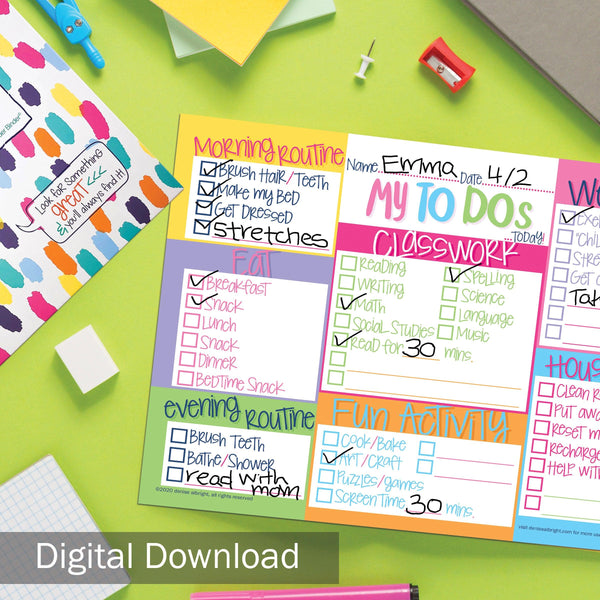 FREE Digital Download | Kid's To-Dos Chart | Print-ready, Delivered In ...
